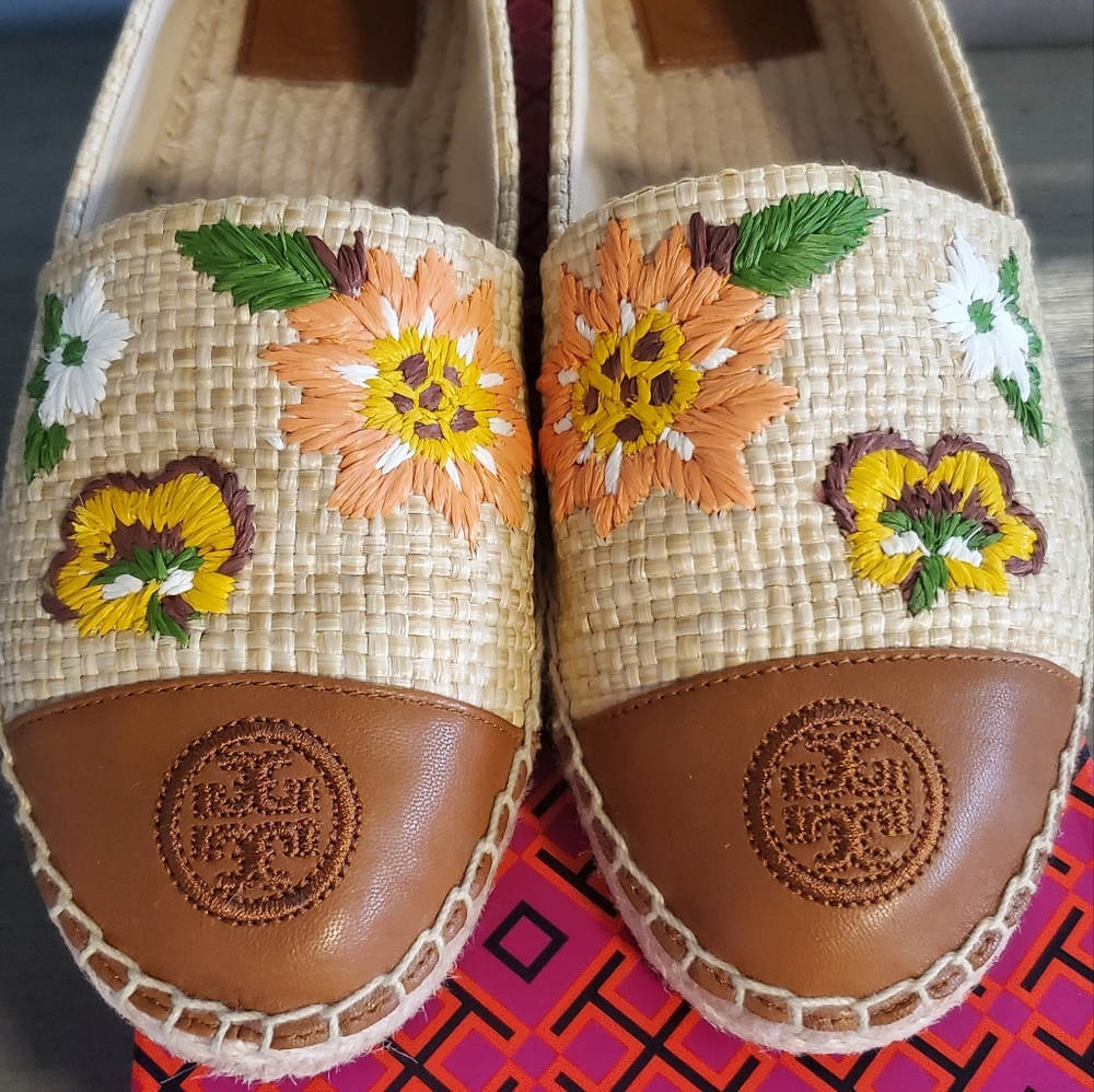 Tory Burch Natural Ambra Color Block Embroidered Stra… - Gem
